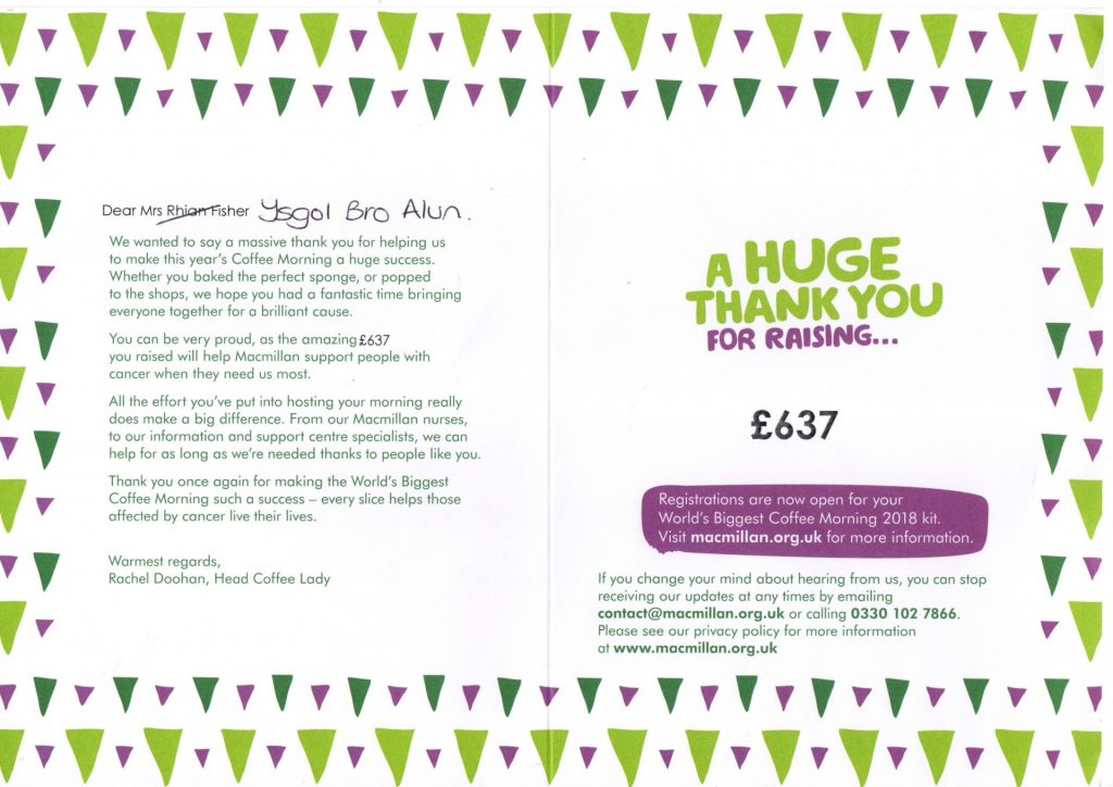 Bore Coffi Macmillan - Macmillan Coffee Morning - Ysgol Bro Alun